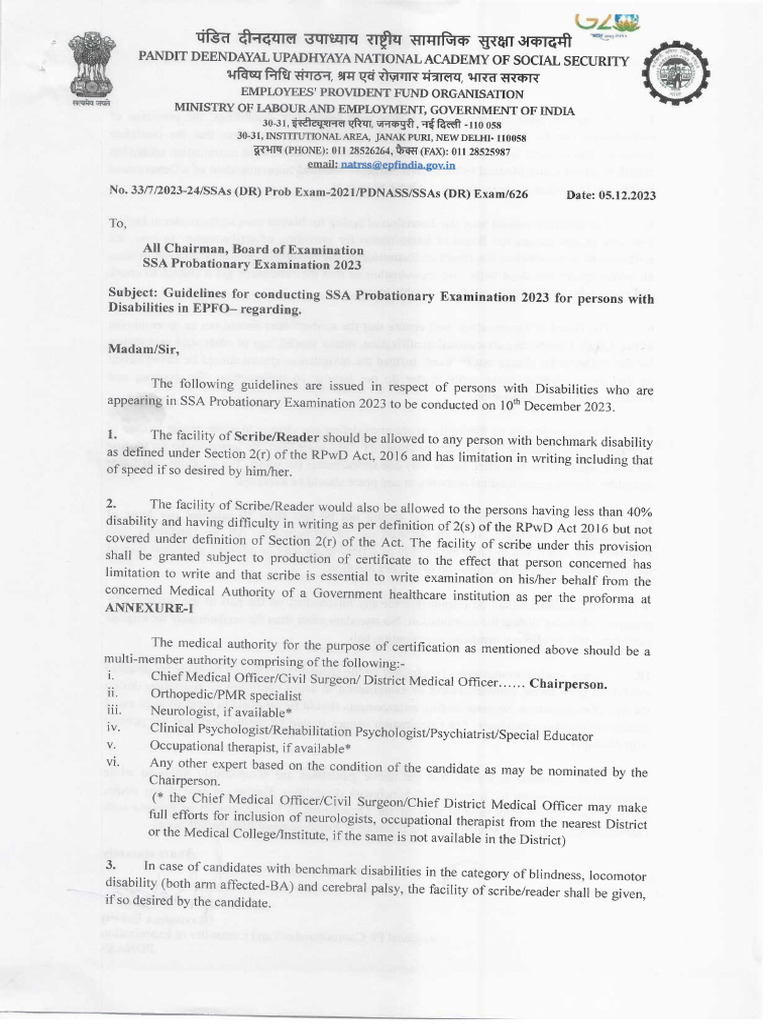Guidelines SSA PE2023 Disabilities 05122023 | PDF