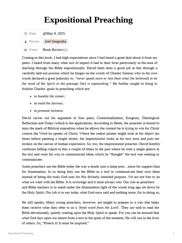 Joel Book 4 Review - Expositional Preaching | PDF | Sermon | Expository Preaching