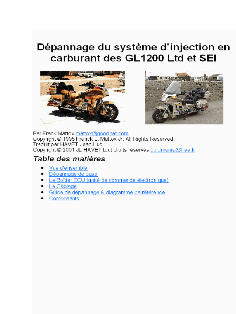 Dépannage du système GL1200 Ltd et SEI | PDF | Injection (moteur ...