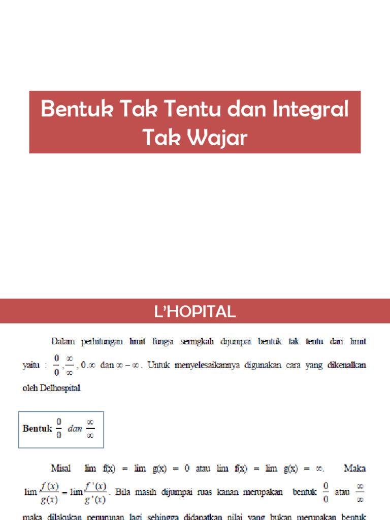 Bentuk Tak Tentu Dan Integral Tak Wajar | PDF