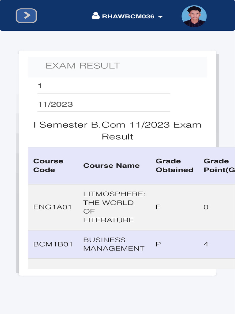 B.Com I Semester Exam Results 11/2023 | PDF