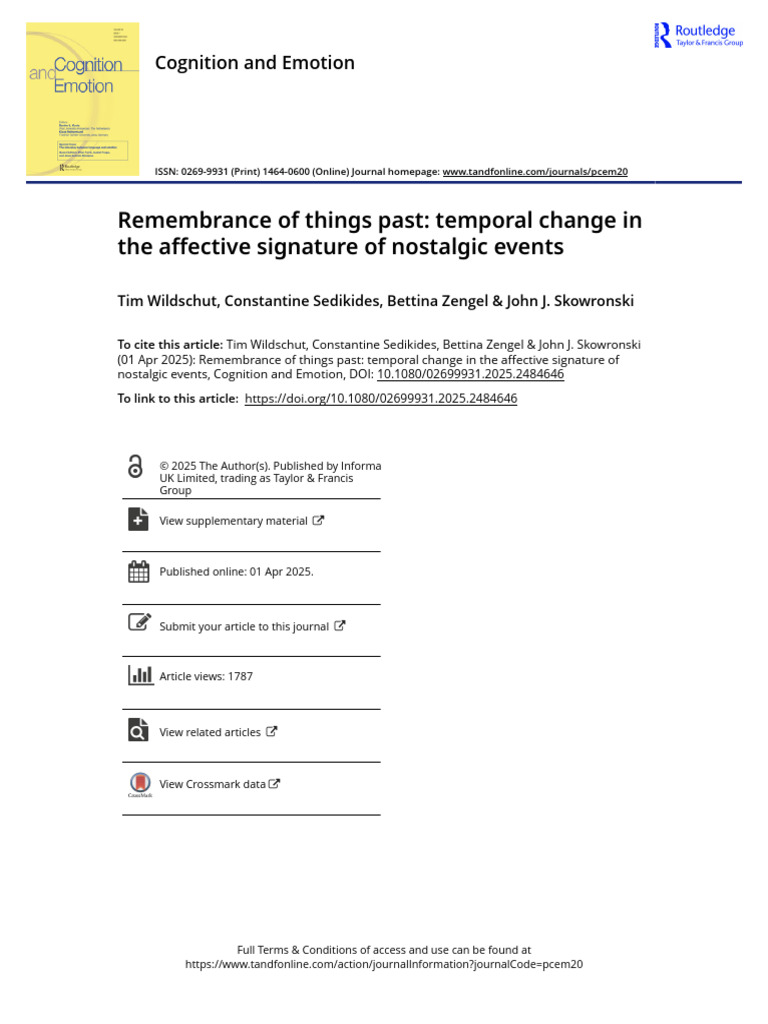 Remembrance of Things Past Temporal Change in The Affective Signature ...