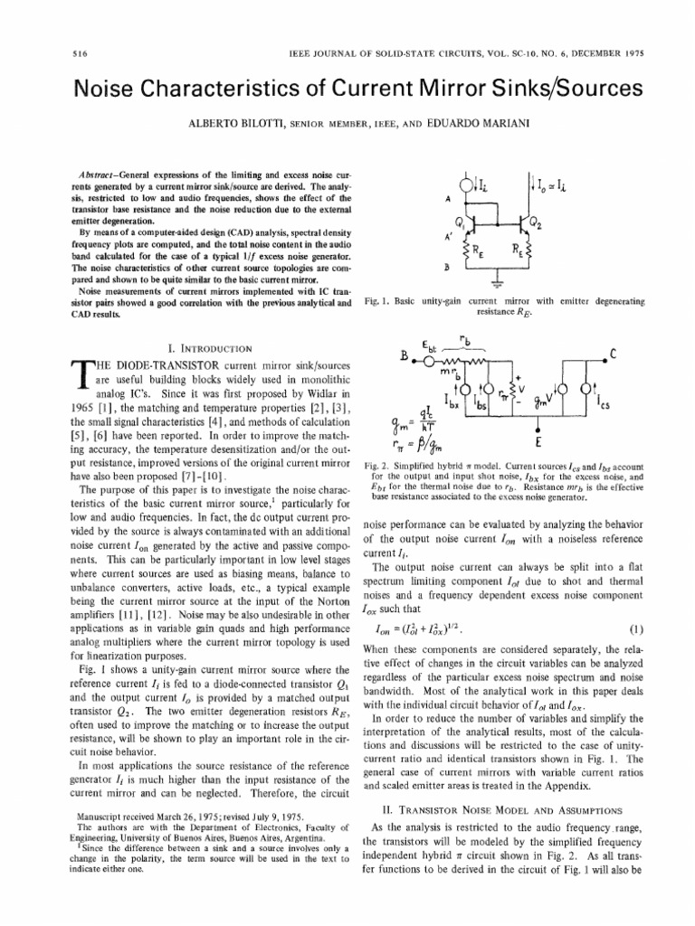 Noise Analysis of Current Mirrors | PDF | Signal Processing ...