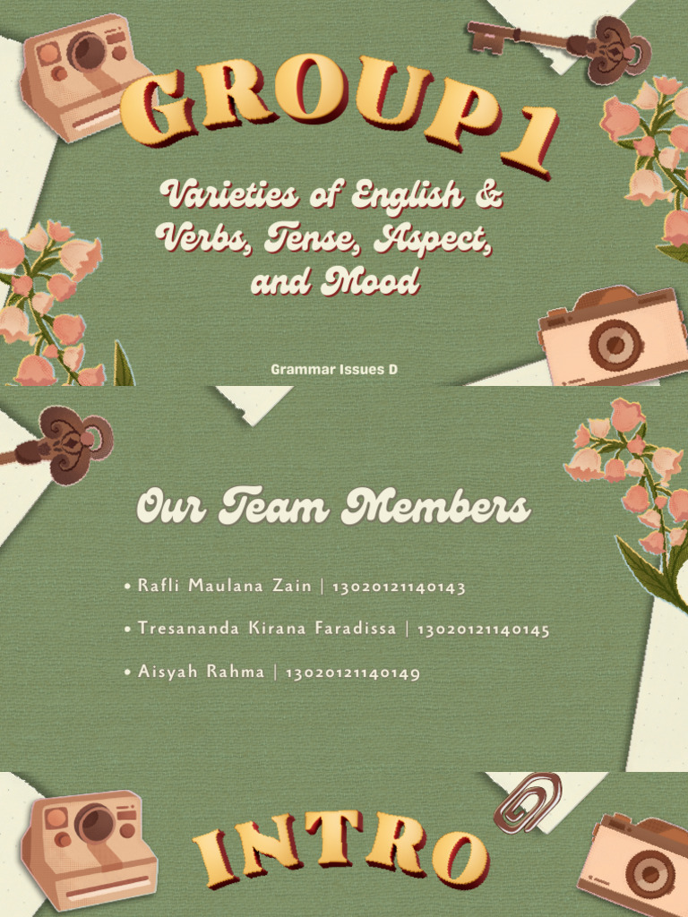 Group 1 - Varieties of English and Verbs, Tense, Aspect and Mood | PDF ...