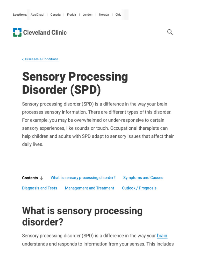 Understanding Sensory Processing Disorder | PDF | Sensory Processing ...