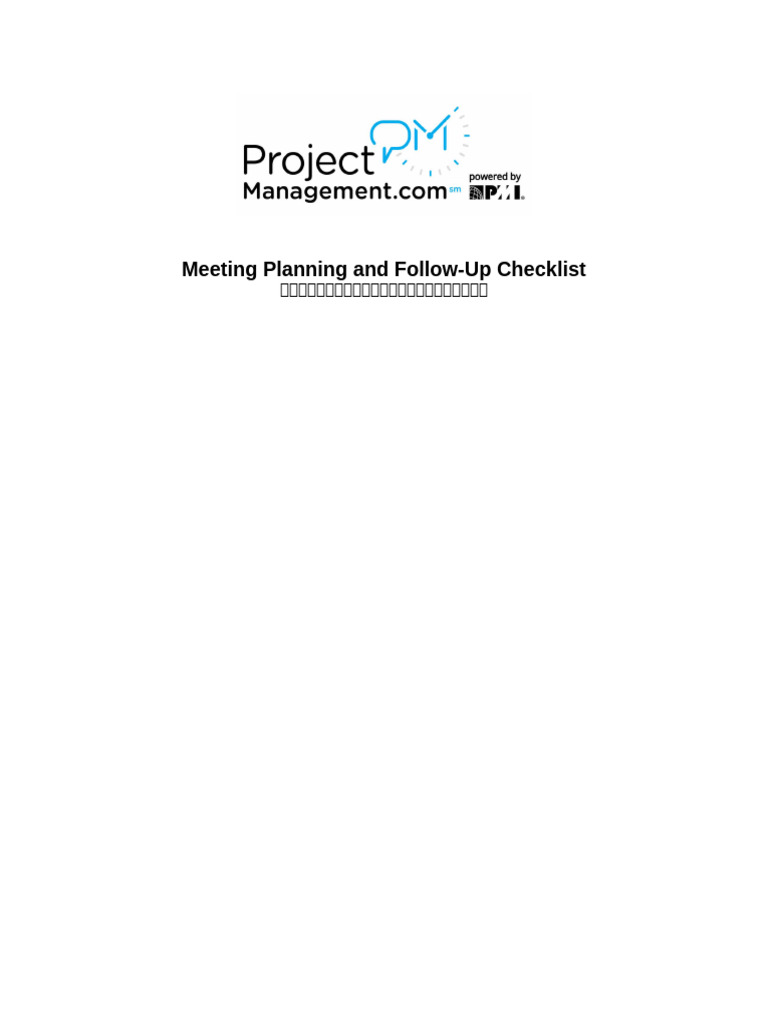 Meeting Planning and Follow-Up Checklist Japanese | PDF