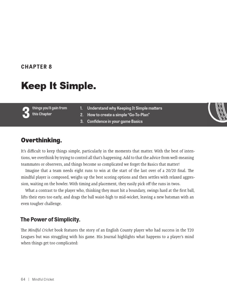 Mastering Simplicity in Cricket | PDF | Bowling (Cricket) | Sports