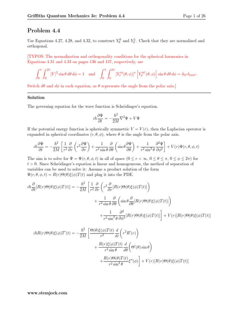 Spherical Harmonics Normalization & Orthogonality | PDF | Coordinate ...