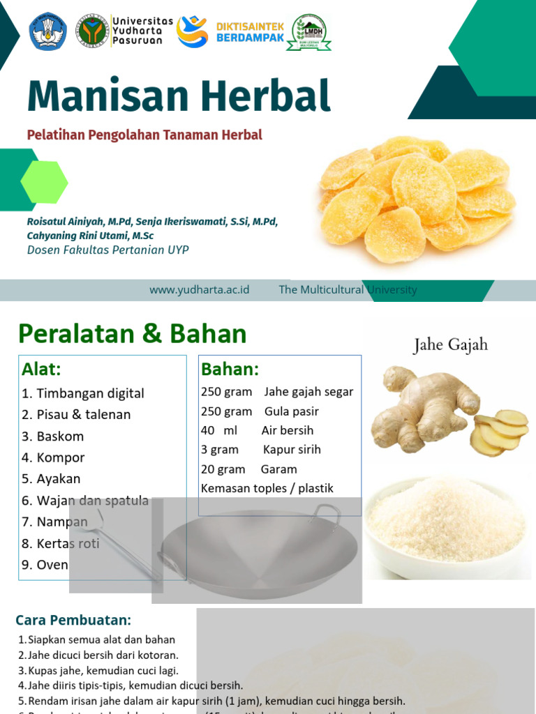 Manisan Jahe Kering: Cara Pembuatan | PDF