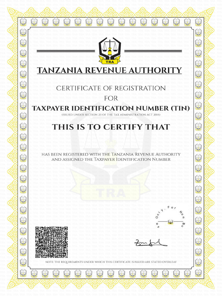 Tin Cetificate 189413688 | PDF