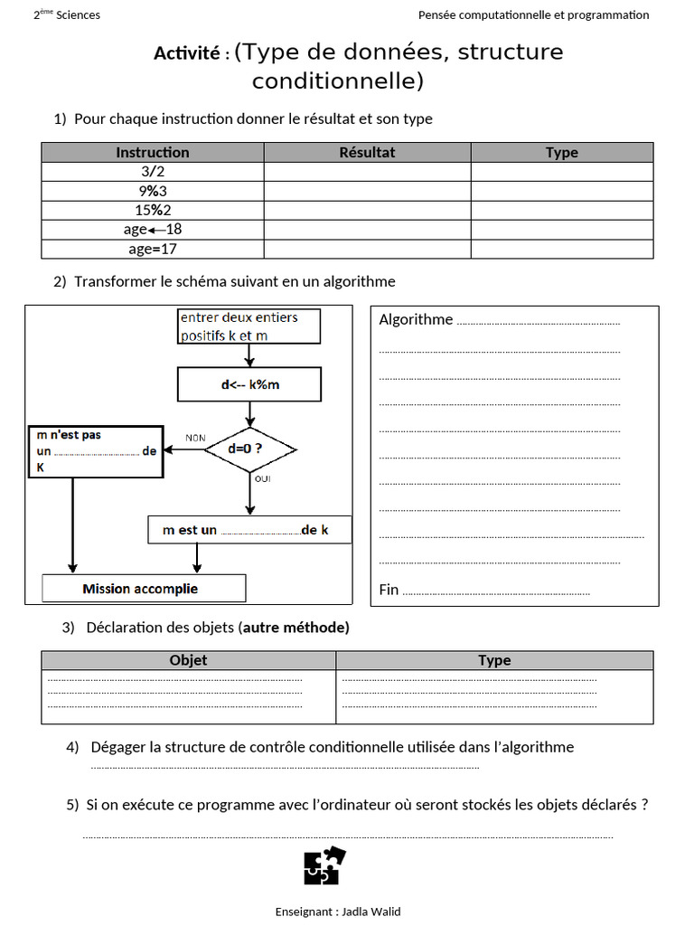 Activité Algorithme | PDF
