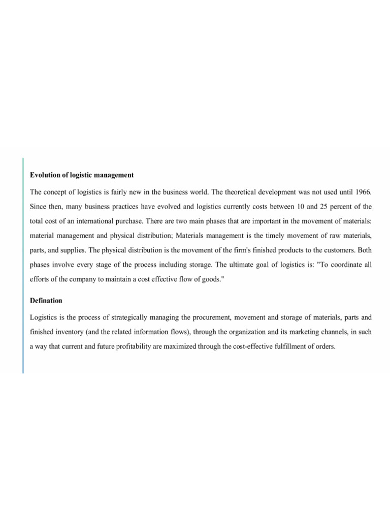 Logistics Unit 1 | PDF