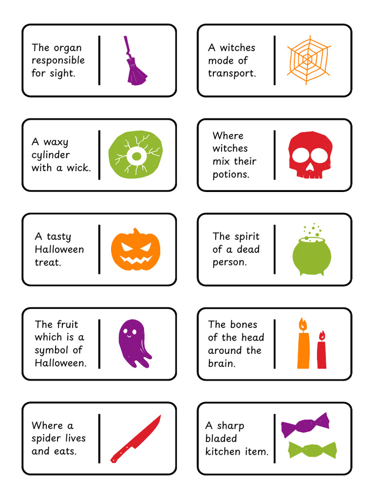 Halloween Domino Game Worksheet in A Simple Style | PDF