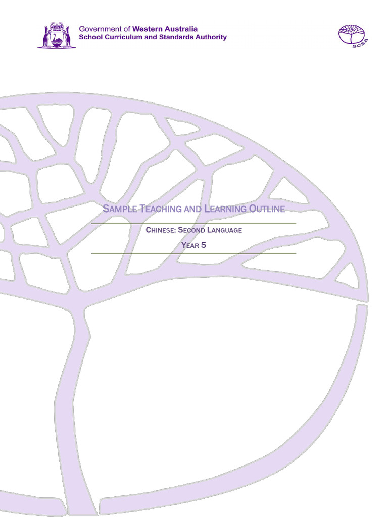 Chinese Second Language Sample Teaching and Learning Outline Year 5 | PDF | Chinese Language ...