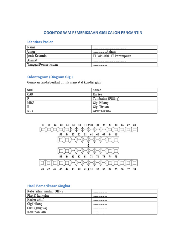 Odontogram Calon Pengantin | PDF