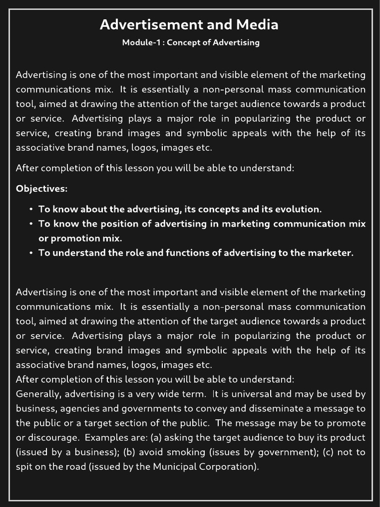 Advertisement and Media Notes | PDF | Marketing Communications | Marketing