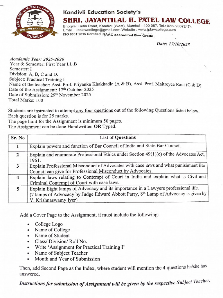 Practical Training I Assignment FYLLB | PDF
