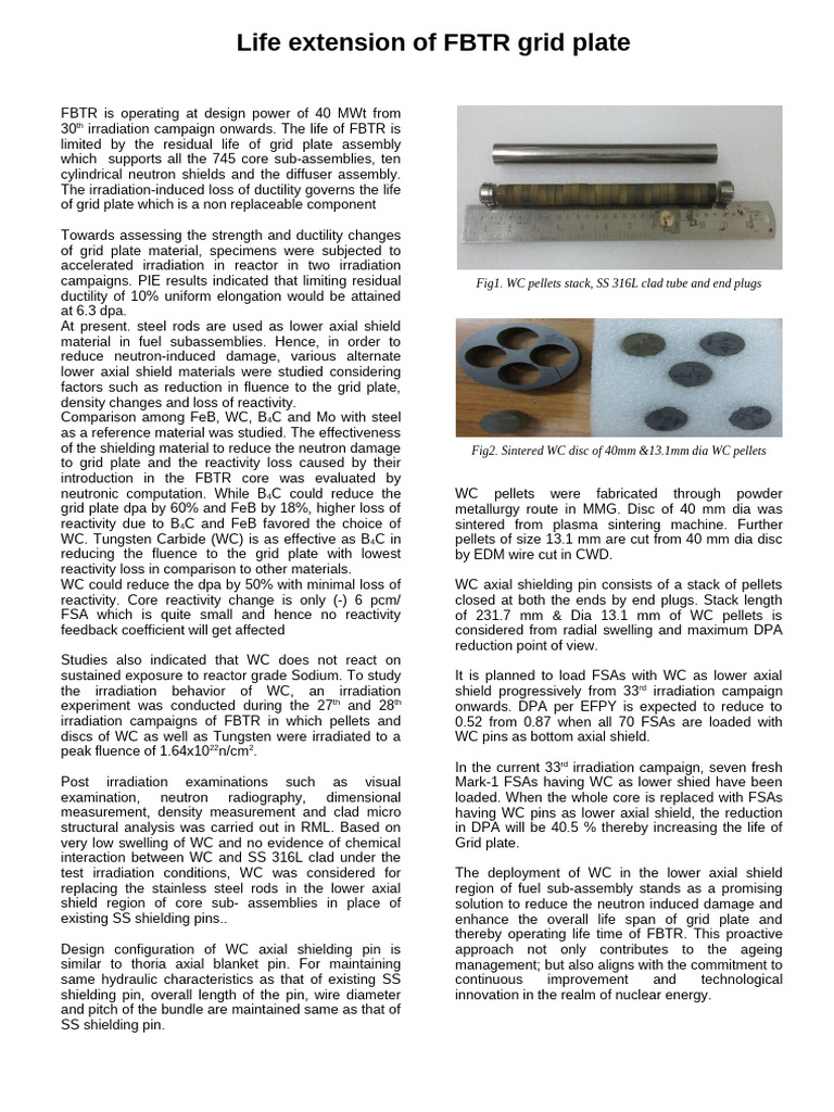 Enhancing FBTR Grid Plate Life with WC | PDF | Sintering | Nuclear Physics
