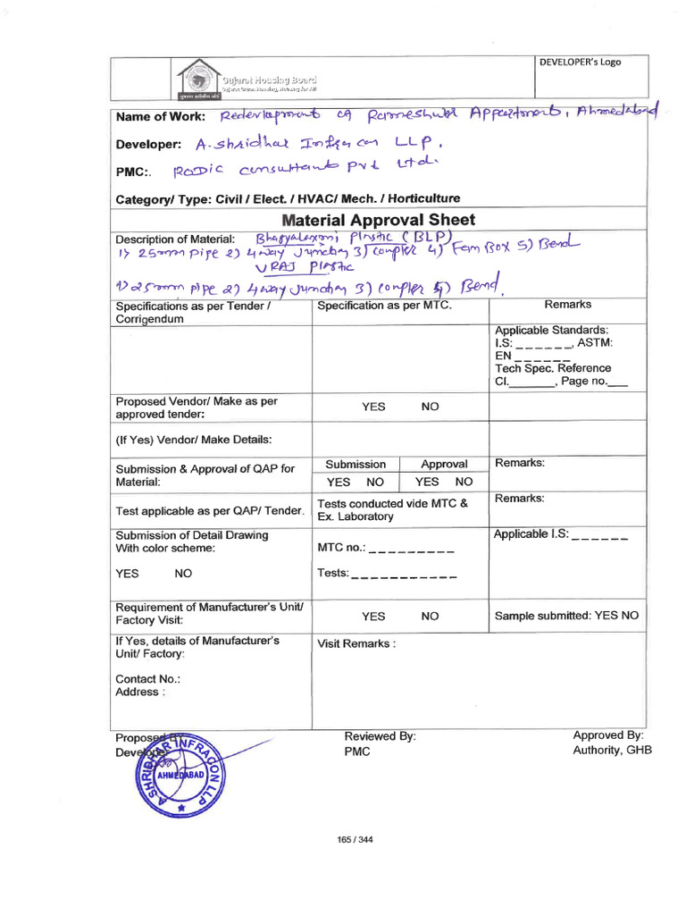 Material Approval Sheet | PDF