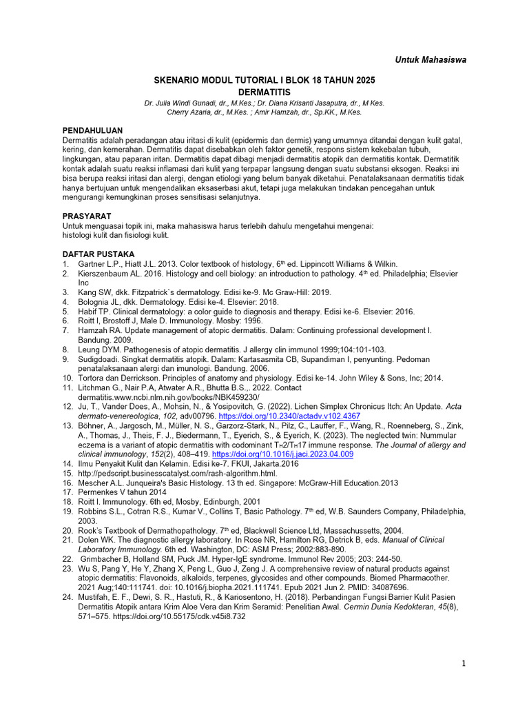 Panduan Penanganan Dermatitis 2025 | PDF