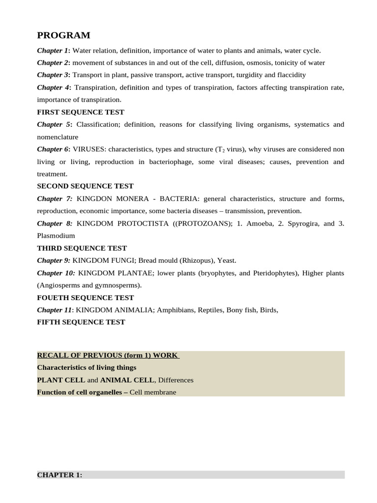 Biology F3 To 5 Notes - 034425 | PDF | Osmosis | Virus