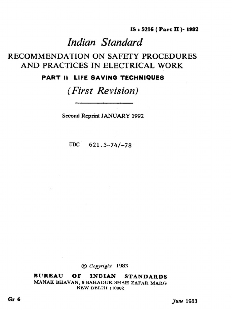 Recommendations On Safety Procedures and Practices in Electrical Work ...