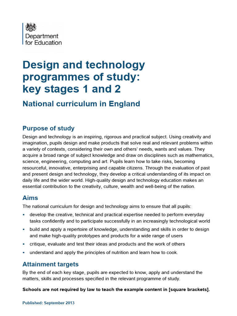 Design & Technology Curriculum KS1-2 | PDF | Learning | Cognition