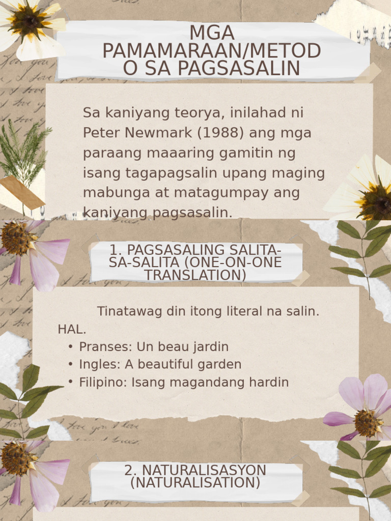 Pamamaraan at Metodo NG Pagsasalin | PDF