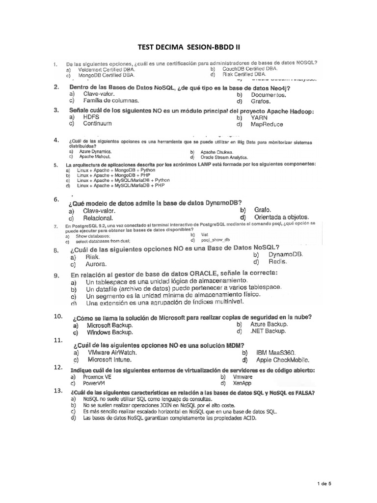 Test de Comandos en MongoDB y Cassandra | PDF