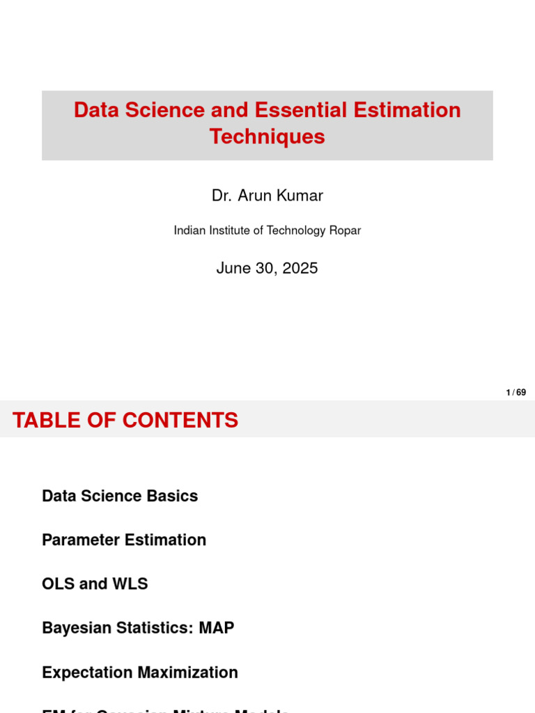 Data Sceince and Parameters Estimation Techniques | PDF | Data Science ...