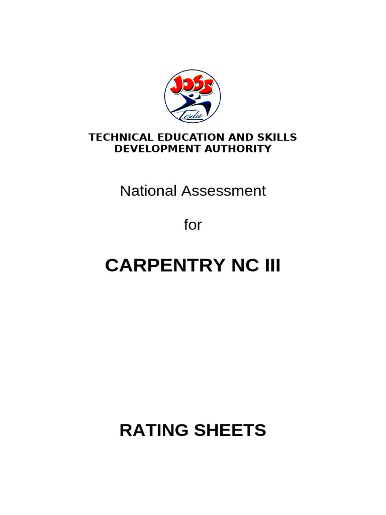 CARPENTRY NC III Rating Sheets | PDF | Stairs | Carpentry