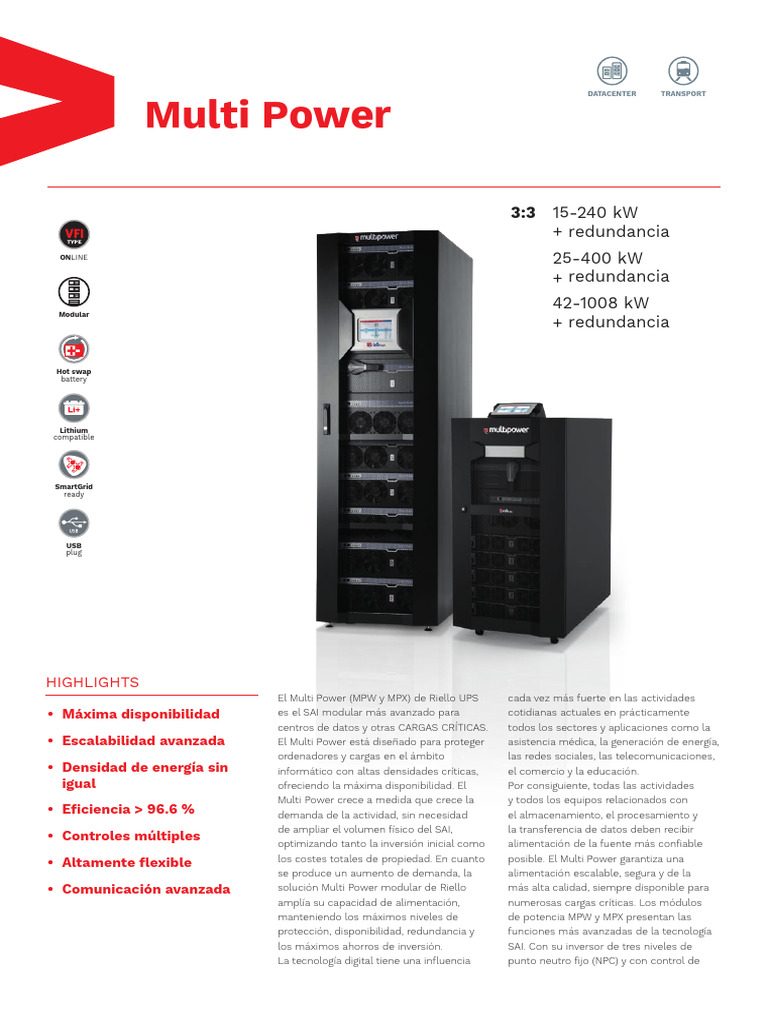 SAI Modular Multi Power de Riello UPS | PDF | Energia electrica ...