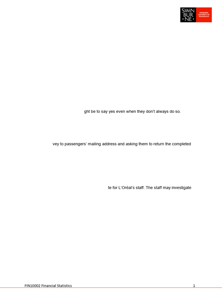 FIN10002 Section 1.2b Exercise Solutions | PDF | Survey Methodology | Experiment