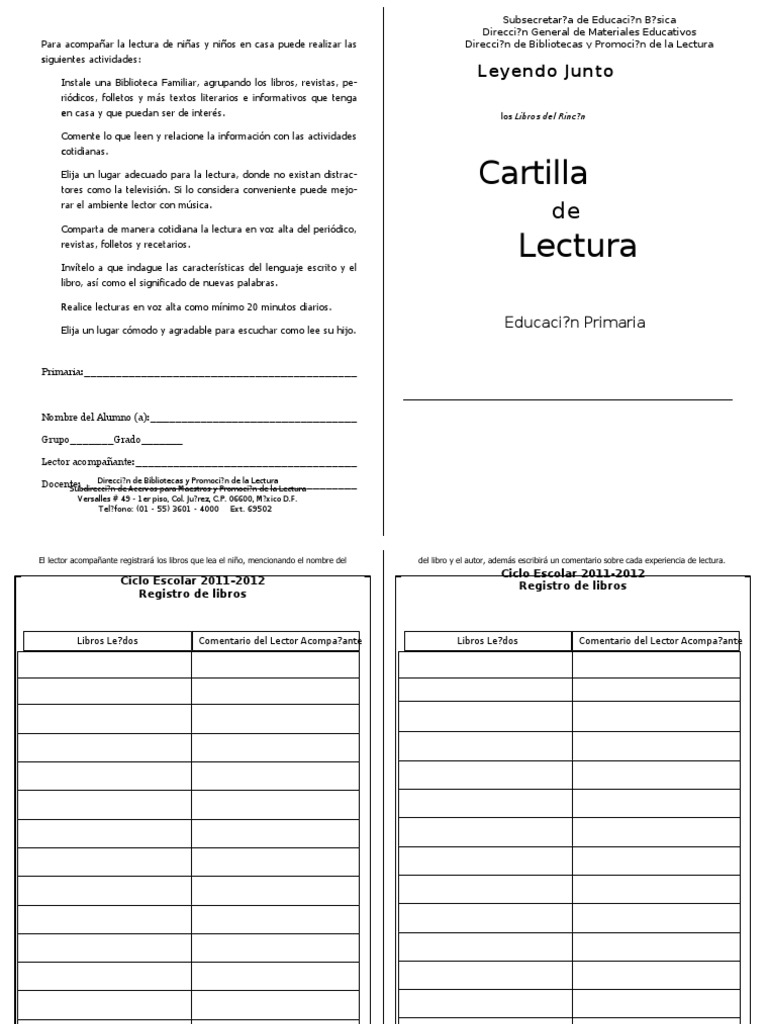 Cartilla de Lectura Primaria | PDF
