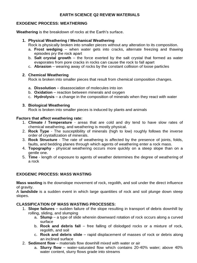 Q2 EarthSci Review Materials | PDF | Magma | Plate Tectonics