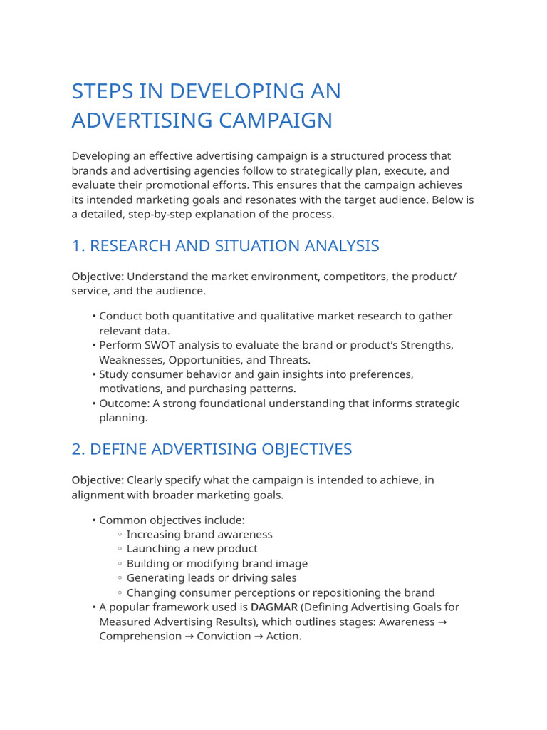Advertising Campaign Development Steps | PDF | Advertising | Brand