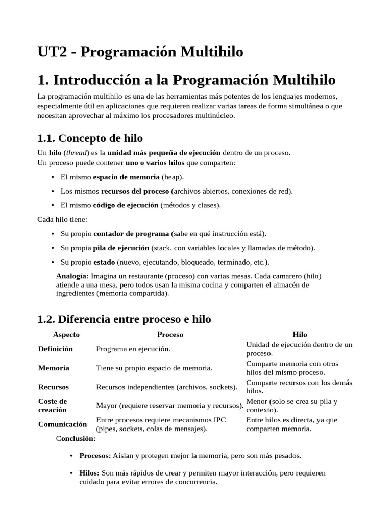 UT2.1 - Introducción A La Programación Multihilo | PDF | Hilo ...