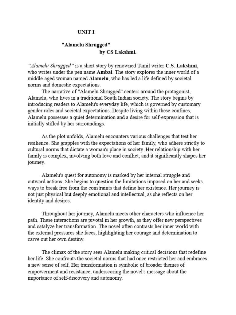 Alamelu's Journey to Self-Discovery | PDF