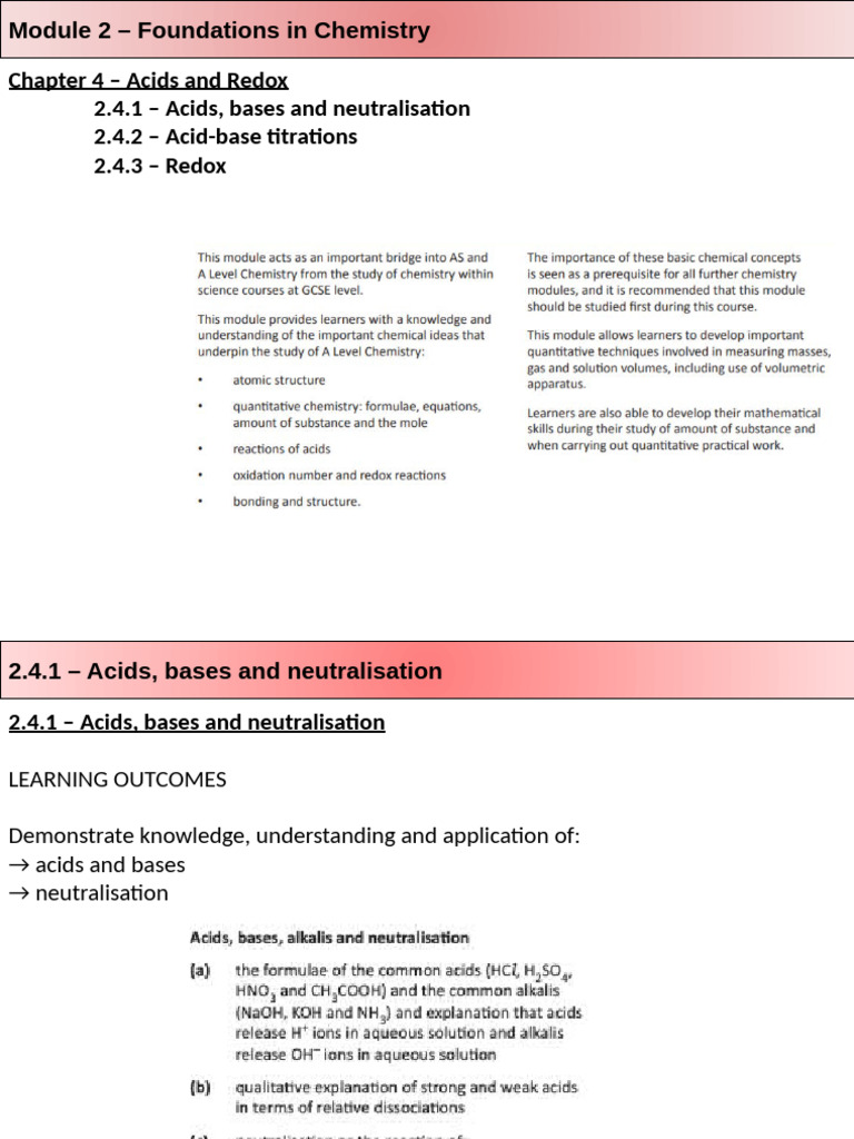 Acids, Bases, and Titrations Guide | PDF | Acid | Redox