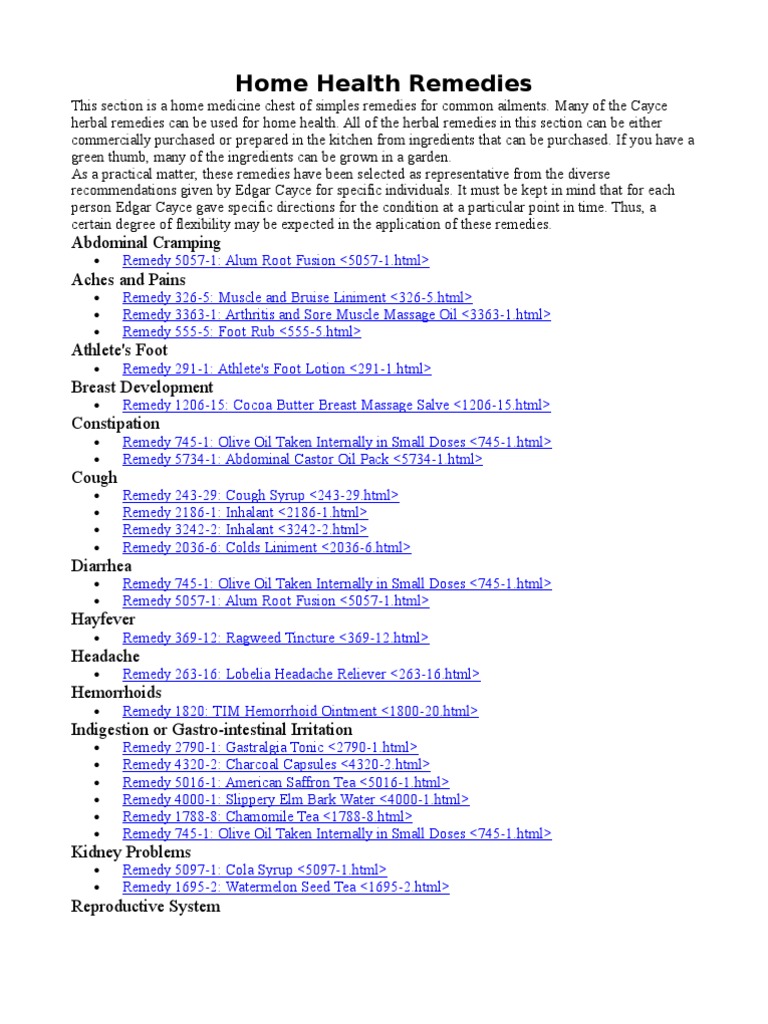 Edgar Cayce - Home Health Remedies | PDF | Mucus | Breathing