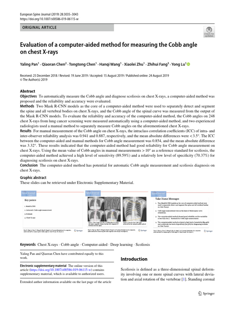 Evaluation of A Computer Aided Method For Measuring The Cobb Angle On ...