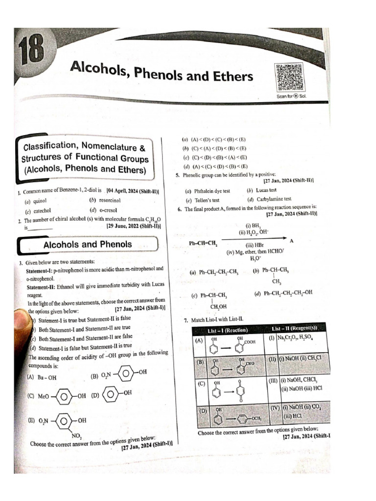 Alcohols, Phenols and Ethers. | PDF