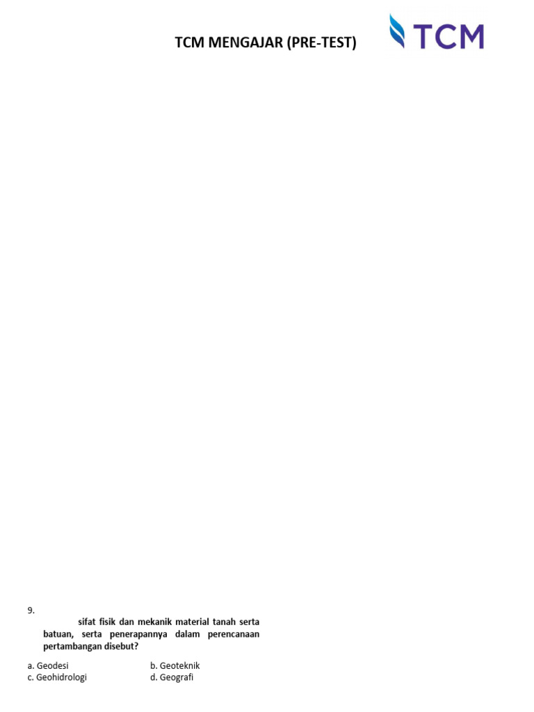 Pre-Test Geologi untuk SMK N 1 Sendawar | PDF