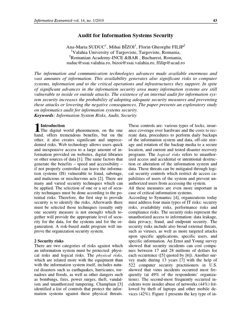 Information Systems Security Audit Insights | PDF | Computer Security ...