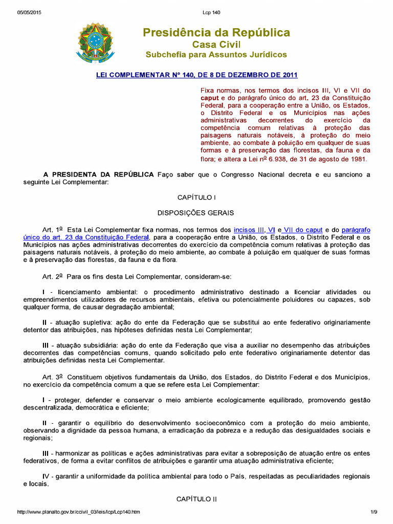 Lei Complementar 140 2011 | PDF