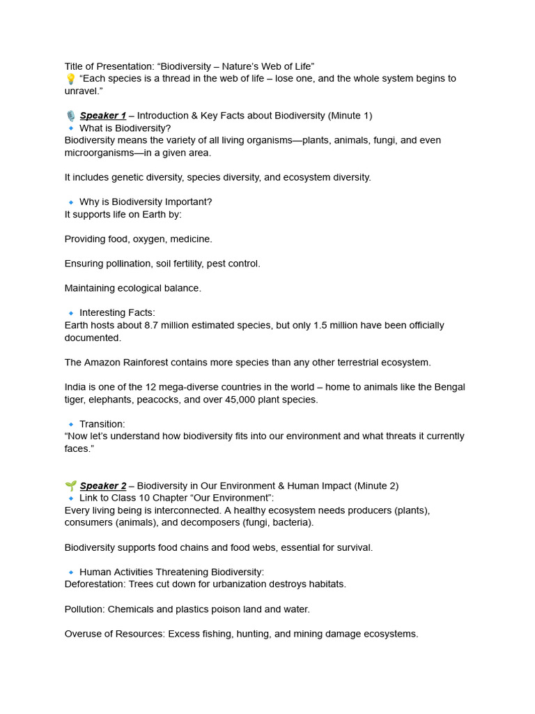 Title of Presentation - "Biodiversity - Nature's Web of Life" | PDF ...