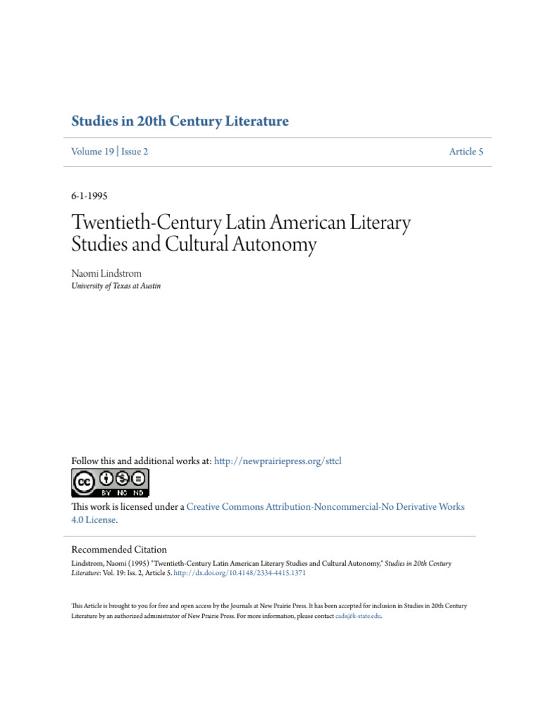 Twentieth-Century Latin American Literary Studies | PDF | Latin America ...