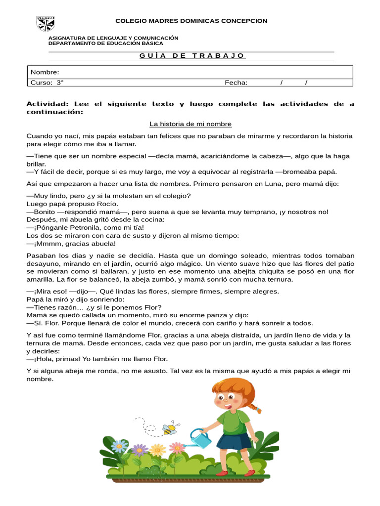 Historia de mi nombre: Actividades creativas | PDF