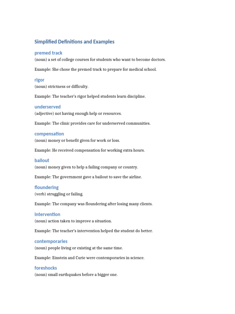 Simplified Definitions and Examples | PDF