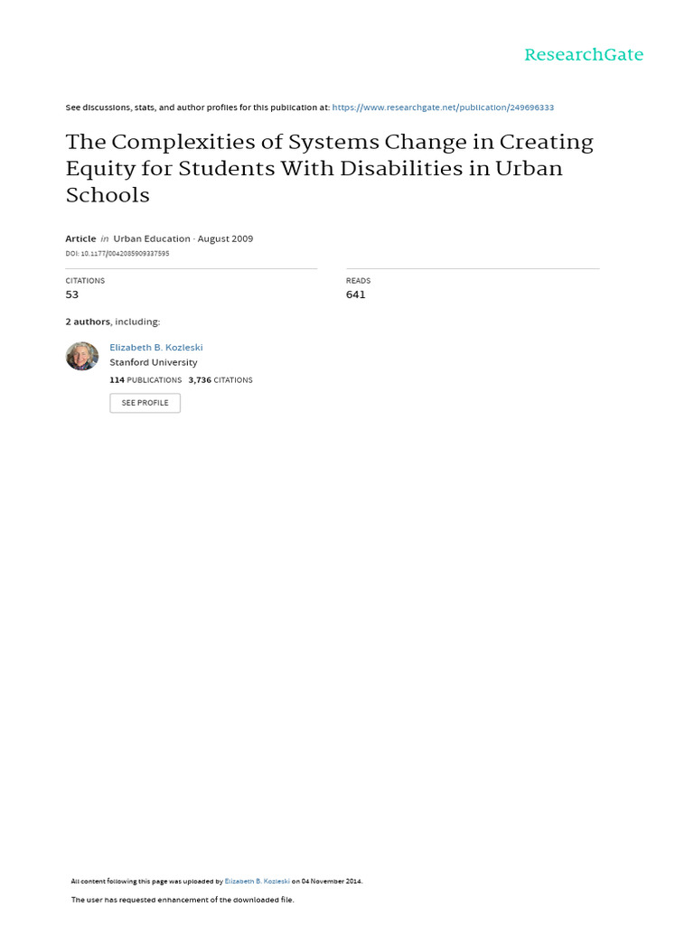 The Complexities of Systems Change in Creating Equ | PDF | Inclusion ...